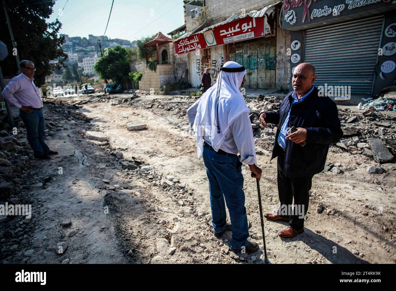 Jenin, Palestine. 01st Nov, 2023. Palestinians seen conversing around ...