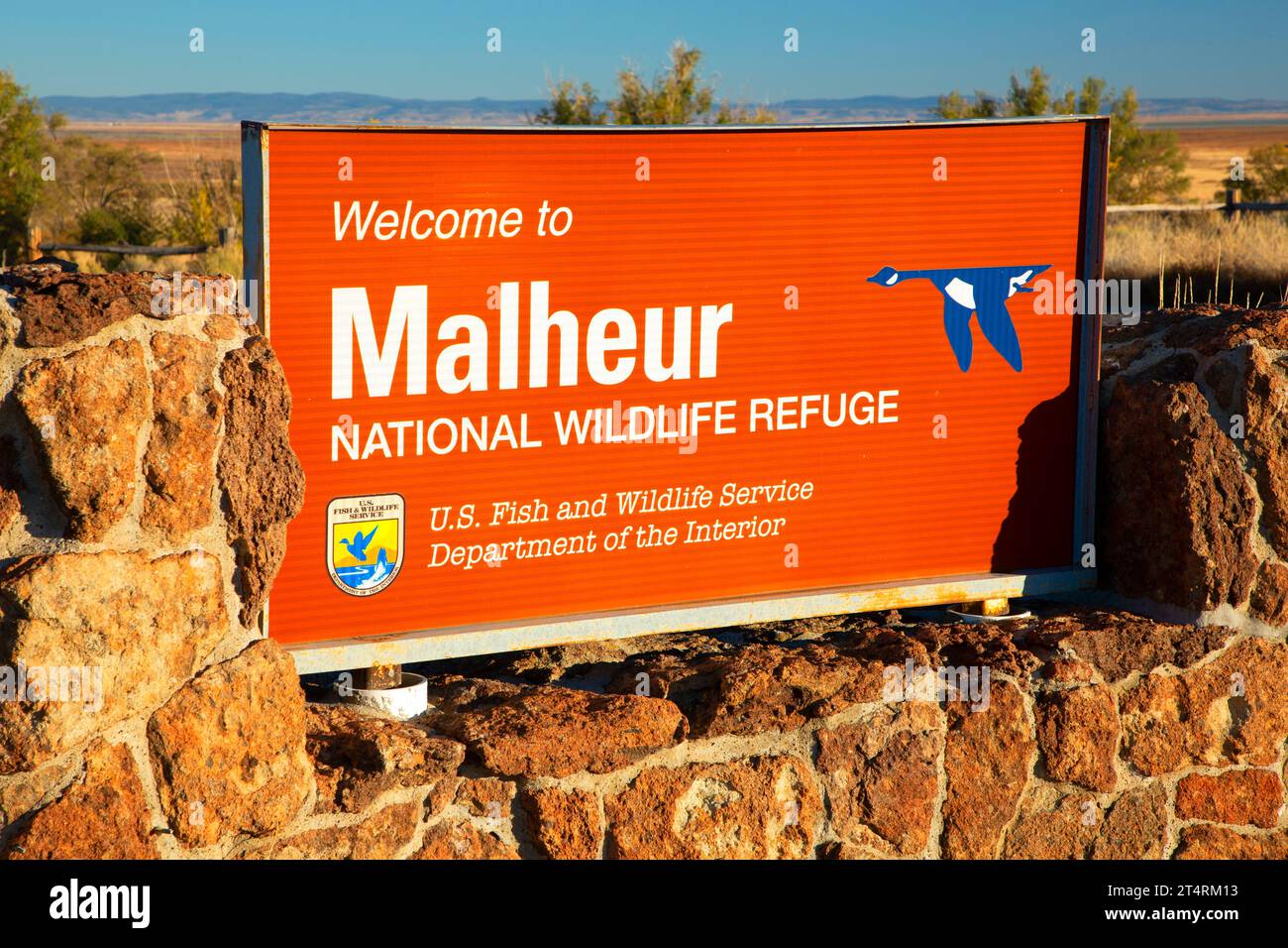 Entrance sign, Malheur National Wildlife Refuge, Oregon Stock Photo - Alamy