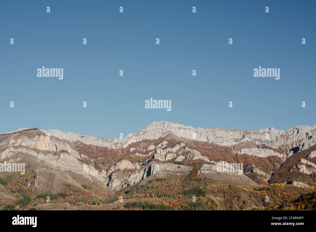 Panorama on the mountain chain behind Entracque in autumn (Maritime ...