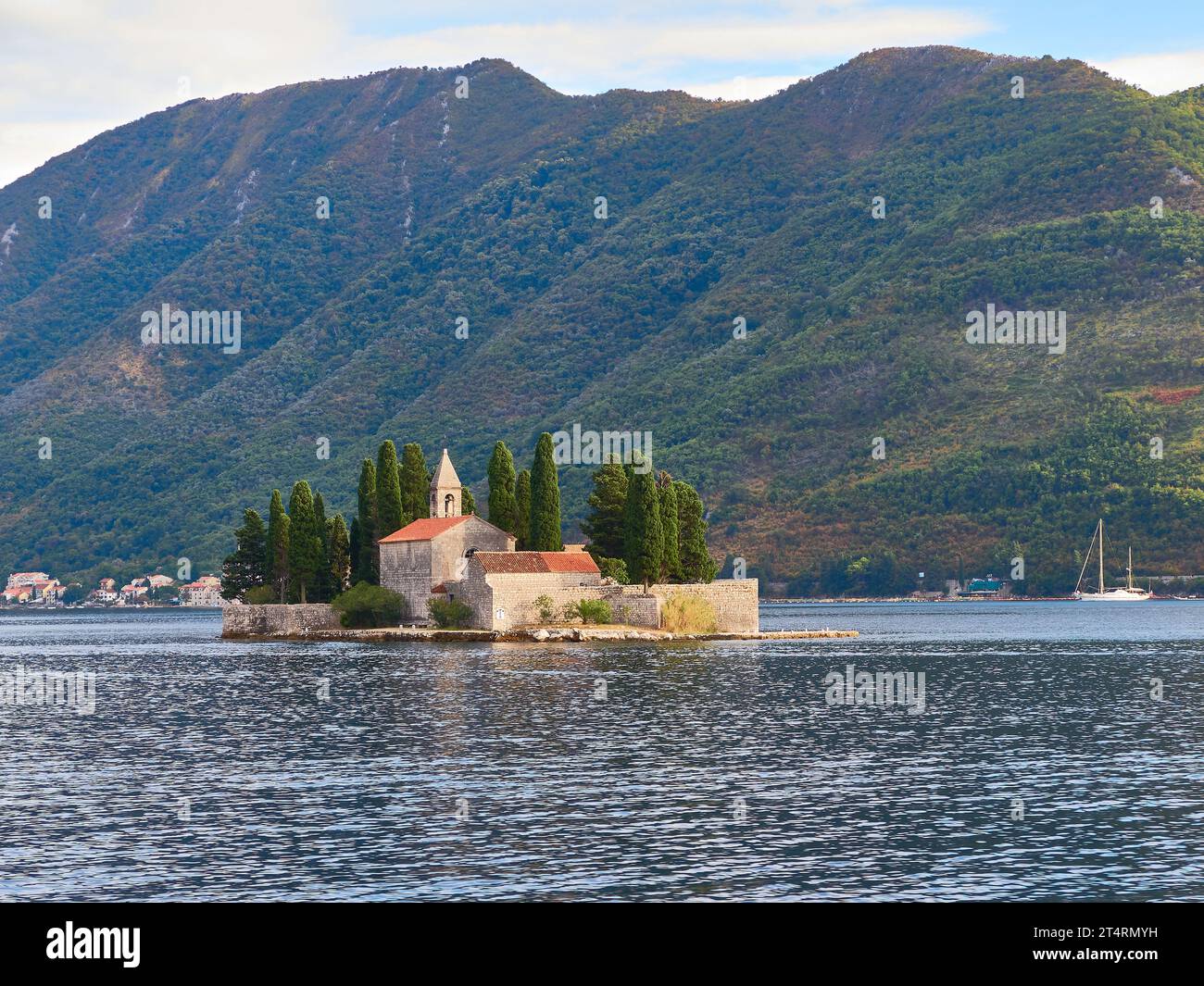 Catholic monastery of Saint George on an island in the Gulf of Kotor ...
