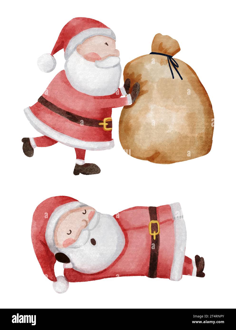 Santa claus . Christmas theme . Watercolor paint cartoon characters ...