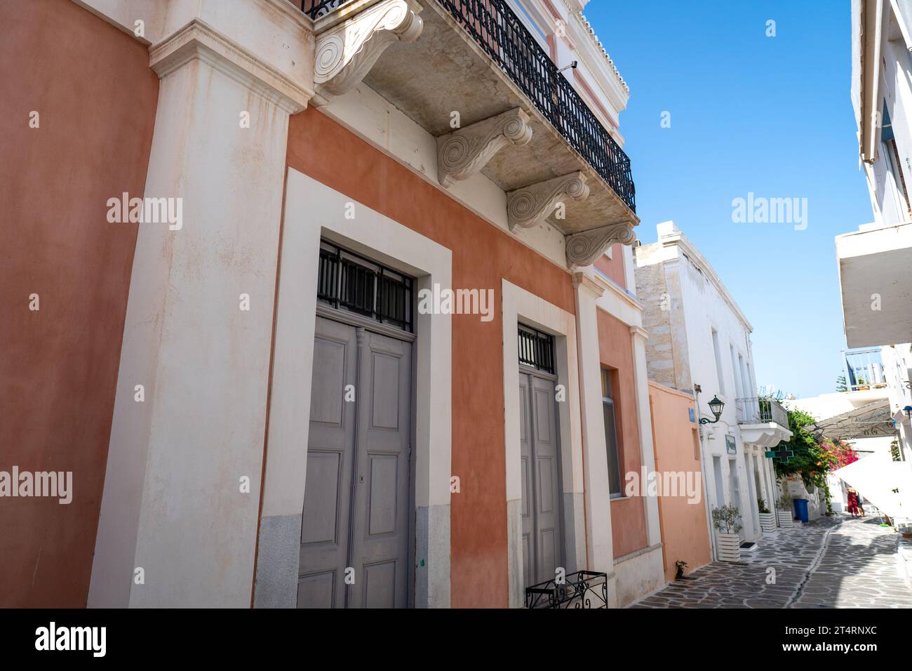 Marble balcony in Parikia, Paros Stock Photo - Alamy