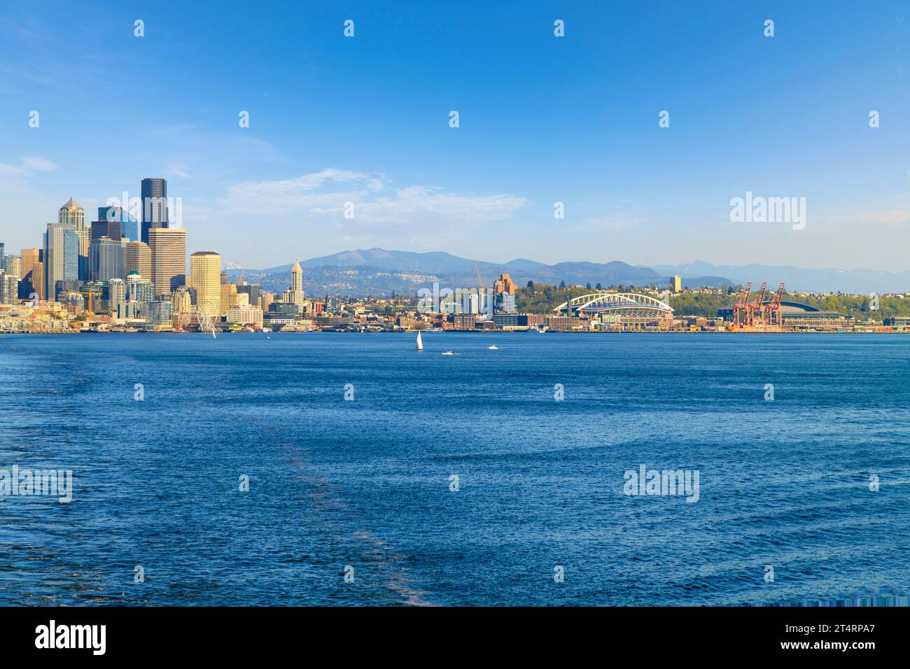 View of the Seattle Waterfront cityscape with skyscrapers, the Pike ...