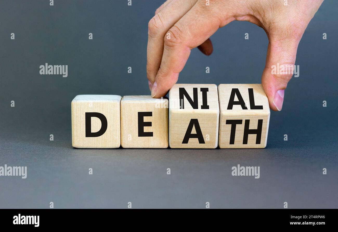 Denial death symbol. Concept words Denial Death on wooden block ...