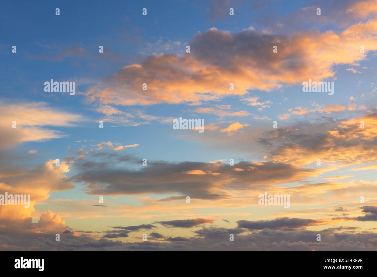 Glowing real sky at sunset texture background overlay. Dramatic red ...