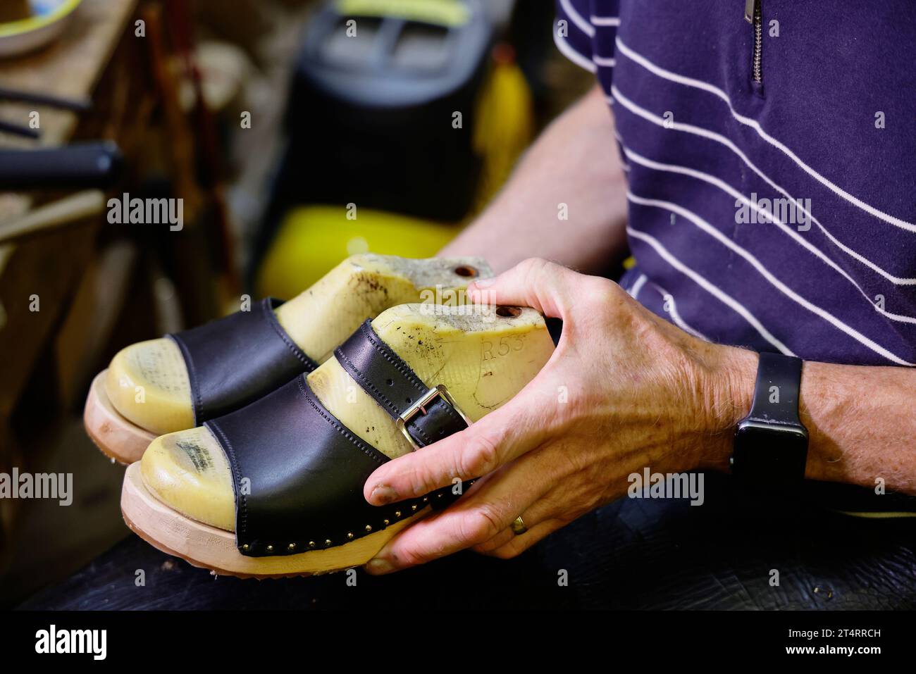 England, Yorkshire, Hebden Bridge, last traditional wooden clog makers ...