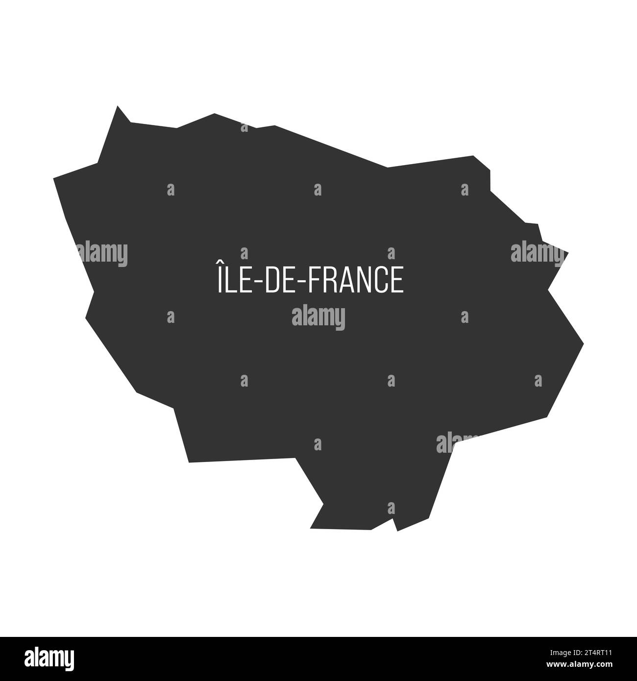 Ile-de-France - map of administrative division, region, of France. Dark grey vector silhouette ...