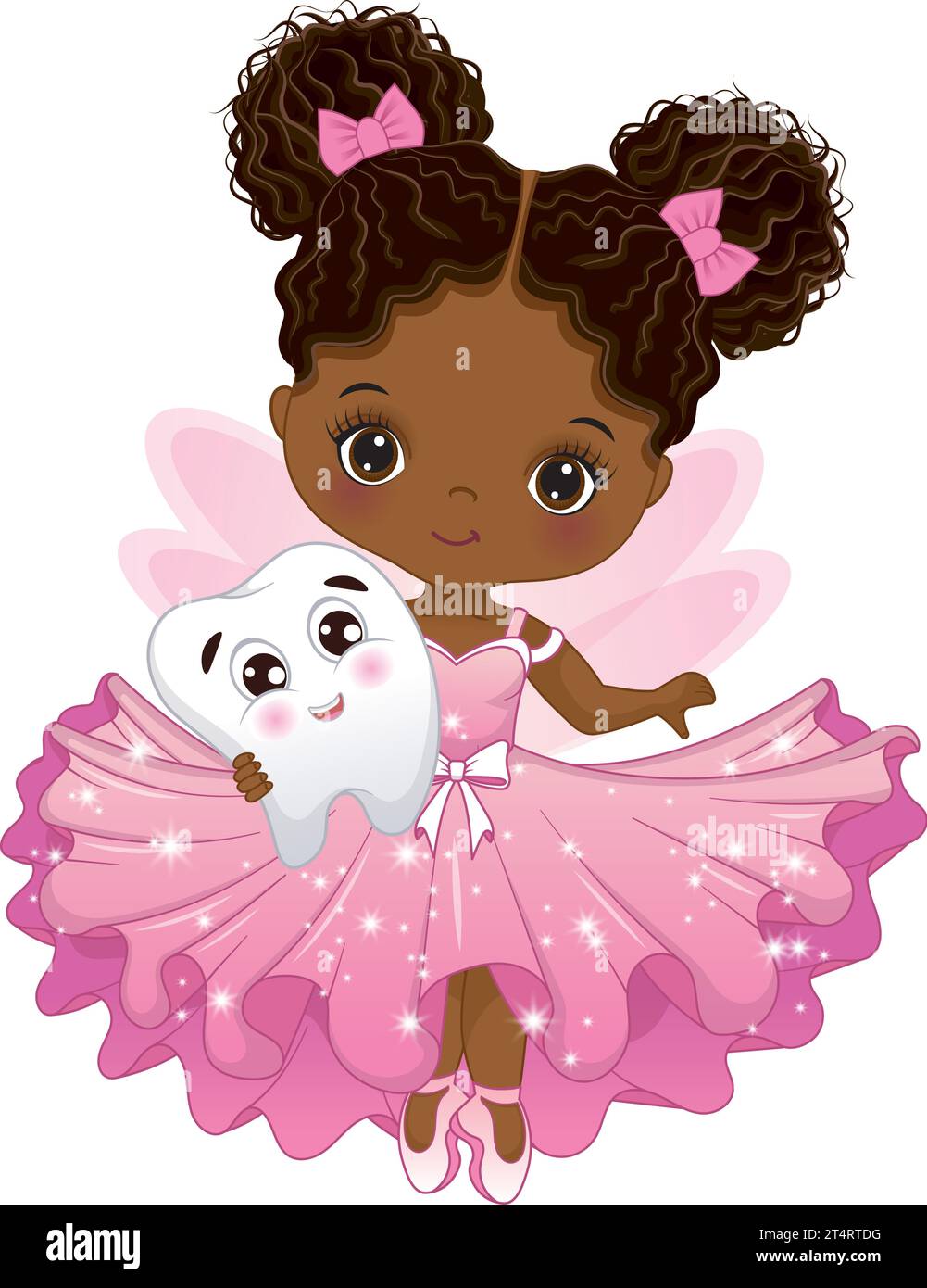 Vector Cute African American Tooth Fairy with Tooth Stock Vector Image ...