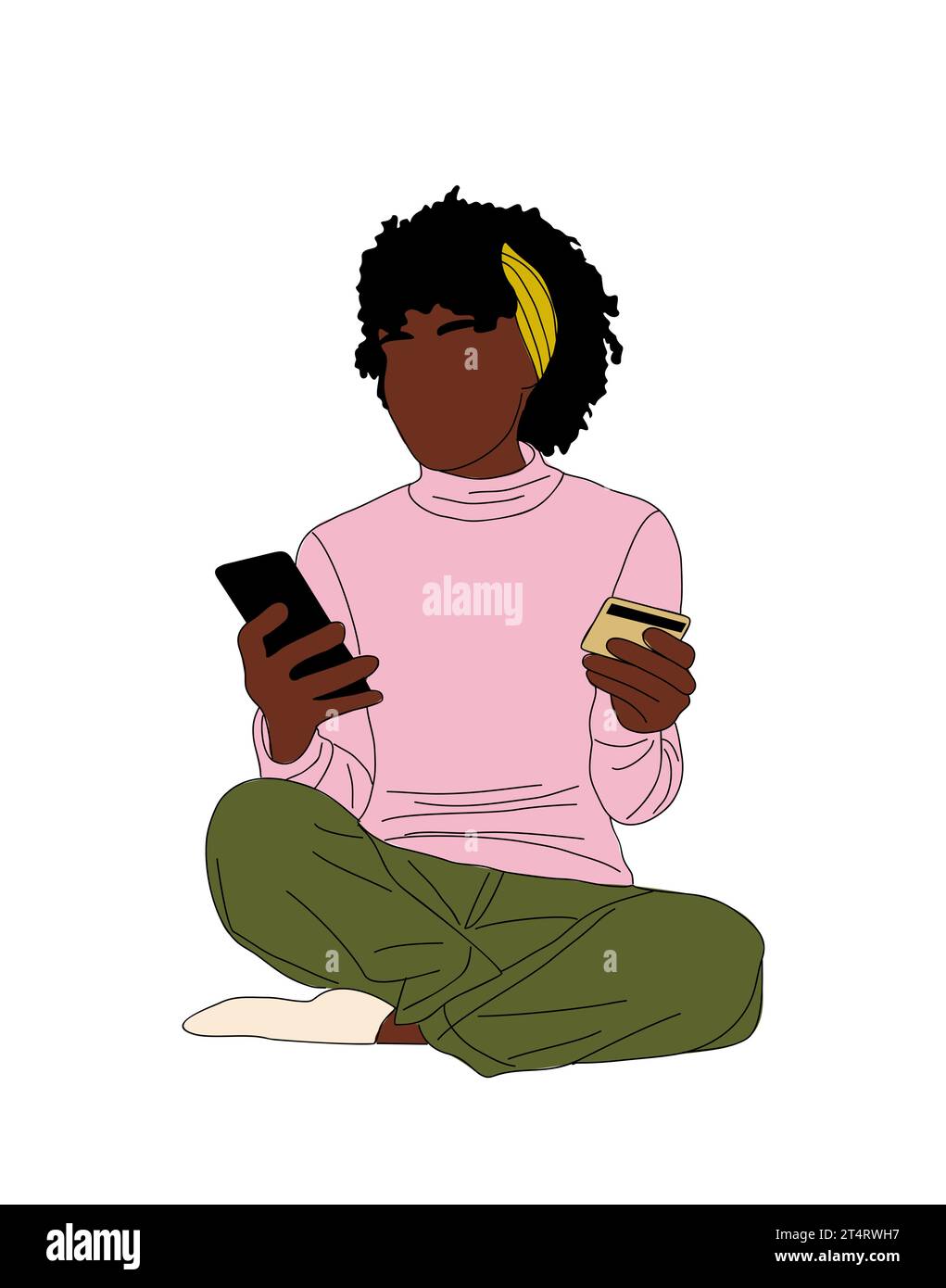 Woman holding smartphone credit card Stock Vector Images - Alamy