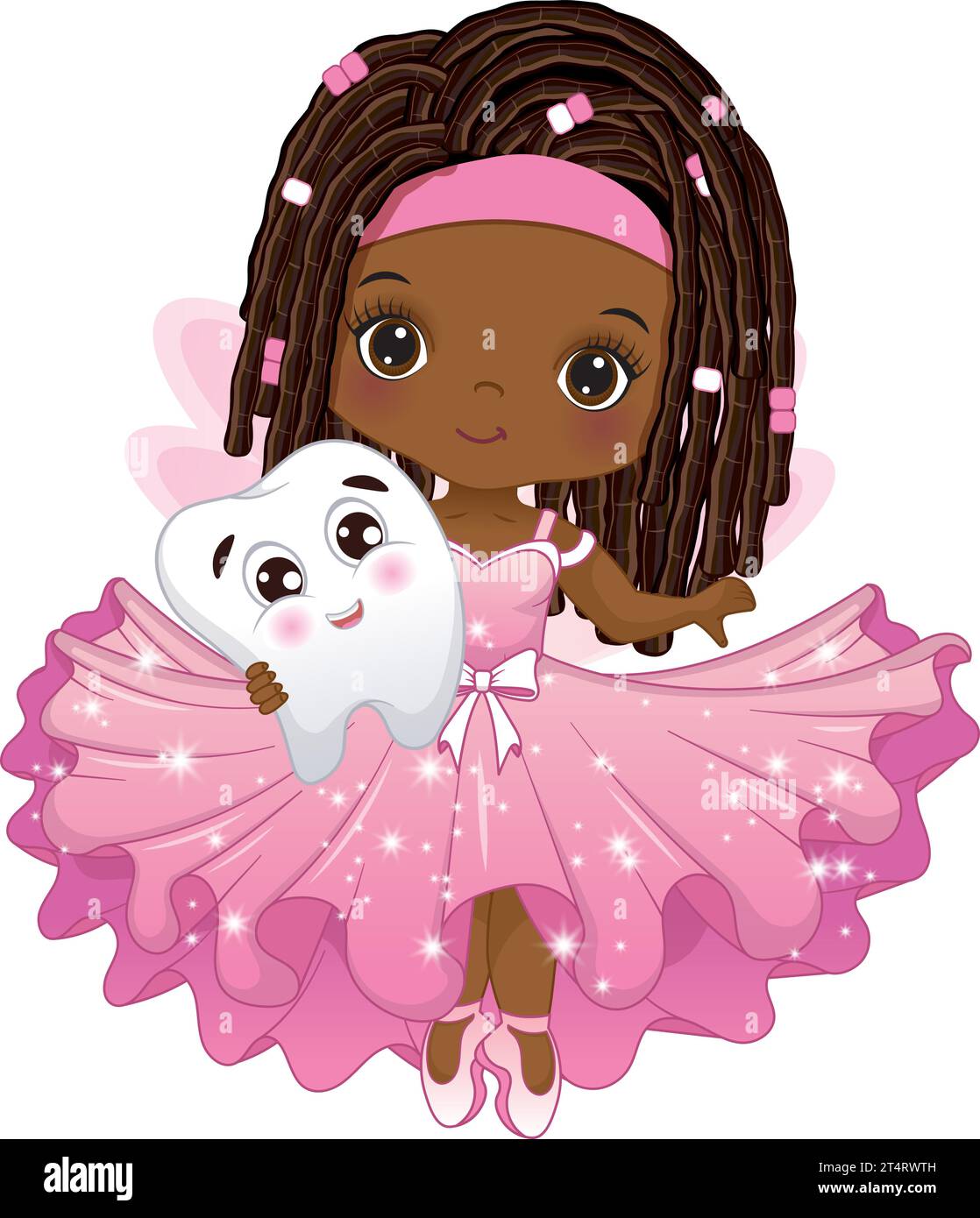 Vector Cute African American Tooth Fairy with Tooth Stock Vector Image ...