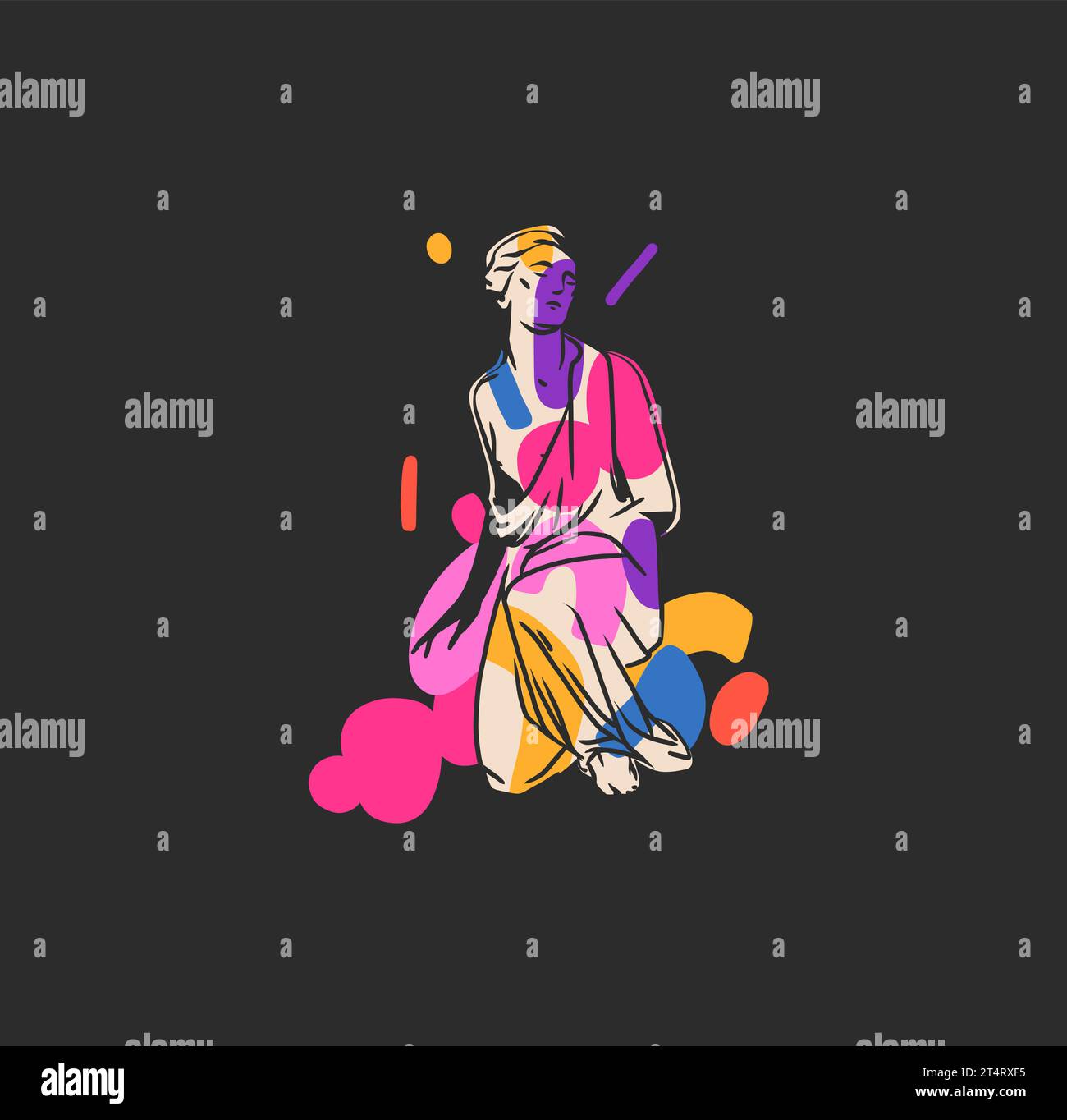 Hand drawn vector abstract graphic,greek ancient sculpture statues and ...