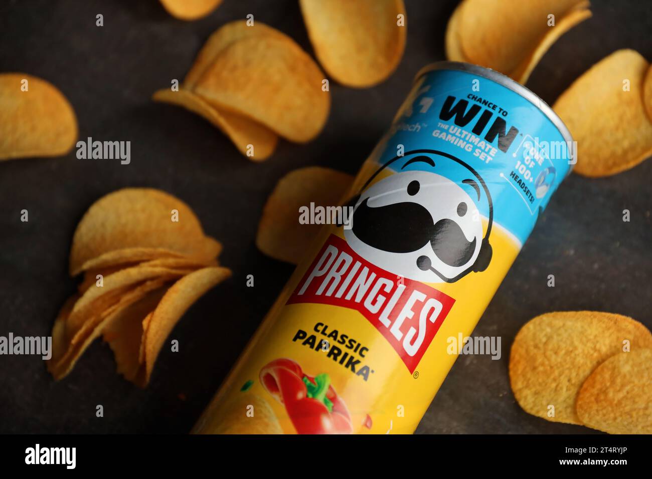 KYIV, UKRAINE - 4 MAY, 2023: Pringles tube of chips with rare classic ...