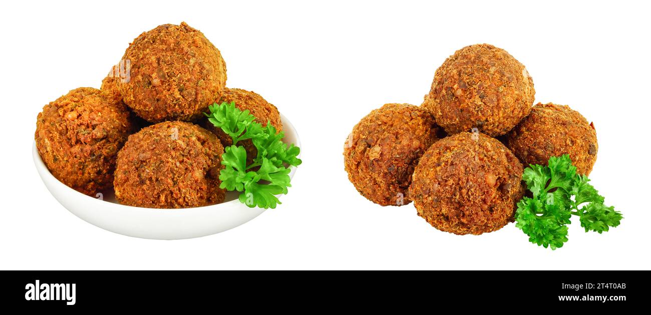 falafel in the bowl isolated on a white background with full depth of ...