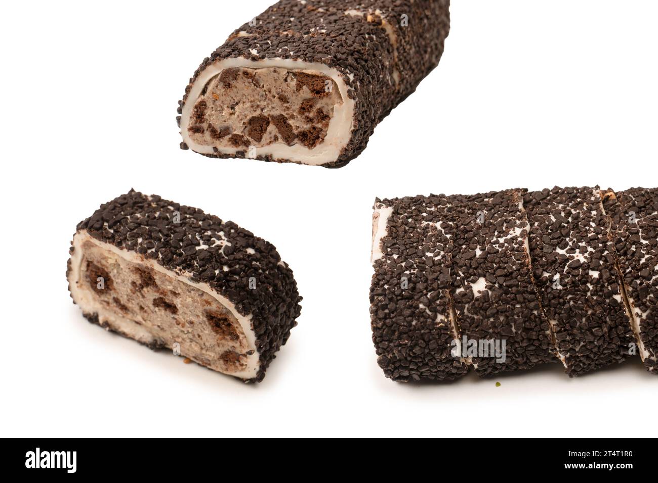 Sweet roll with chocolate and nuts, turkish sweets. Turkish rahat ...