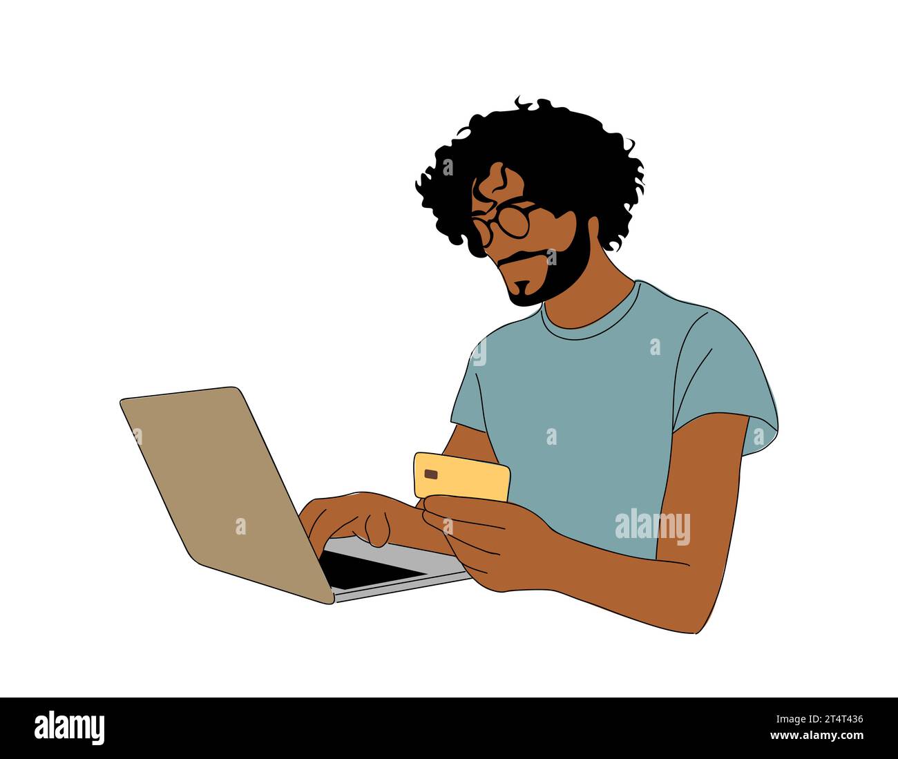 Young man shopping online by laptop vector Stock Vector Image & Art - Alamy