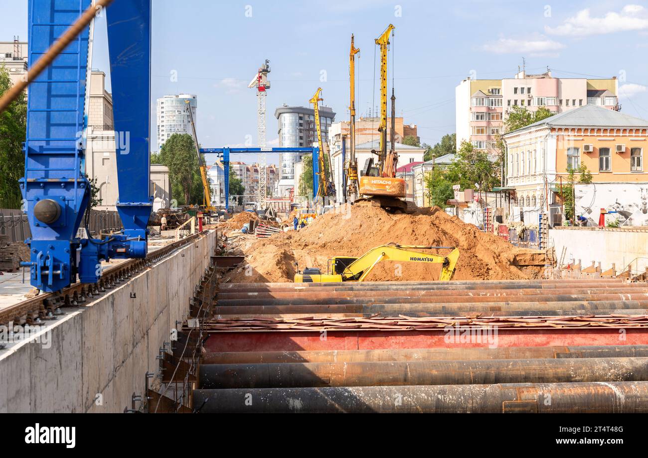 Samara, Russia - June 17, 2023: Construction of the Samara metro Stock ...
