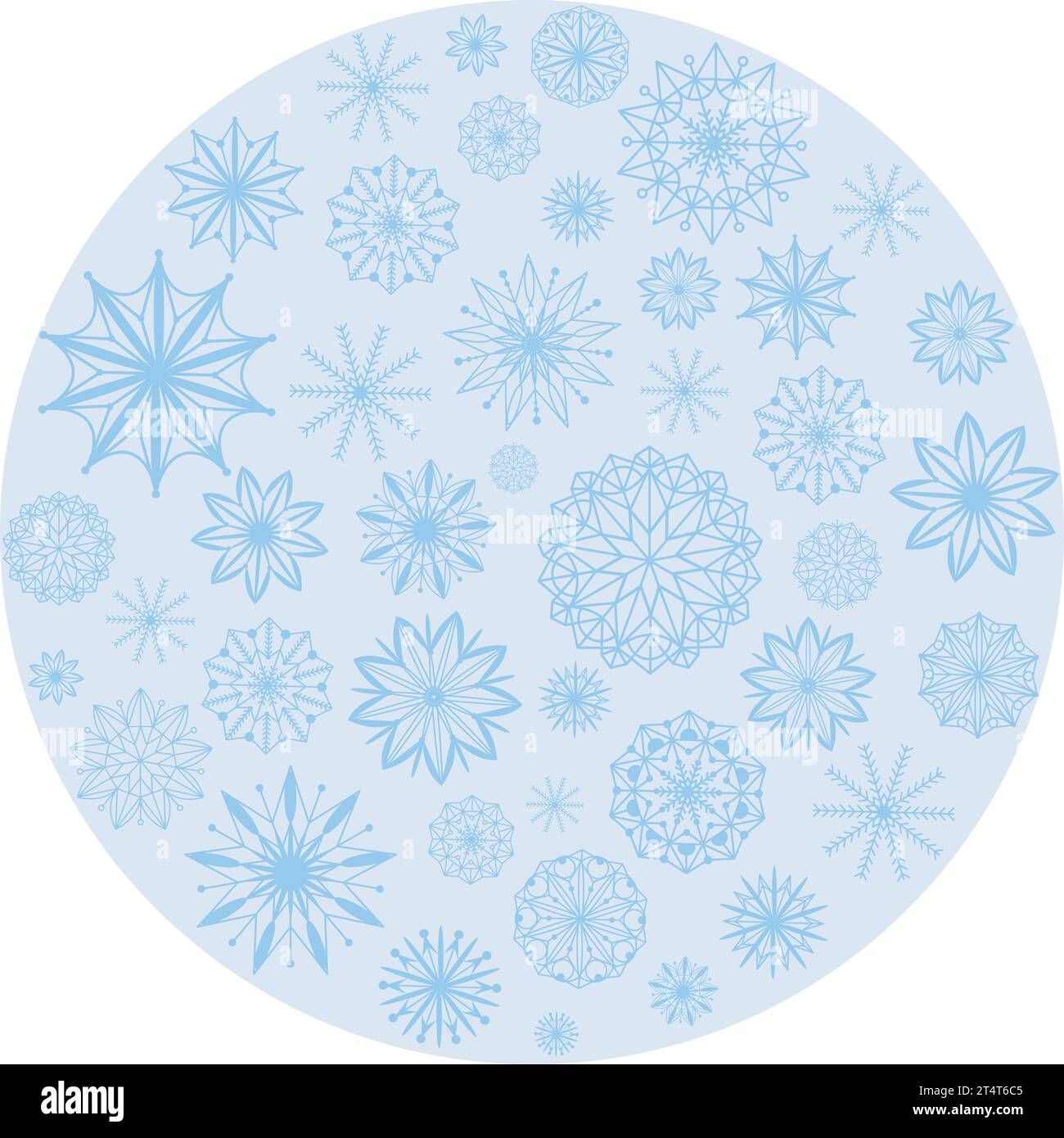 Round template with snowflakes. Circular winter snowfall background ...