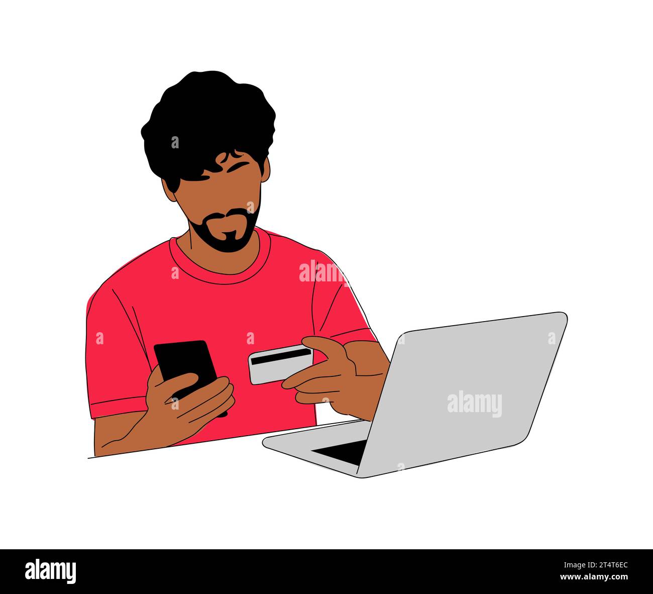 Young man shopping online by laptop vector Stock Vector Image & Art - Alamy