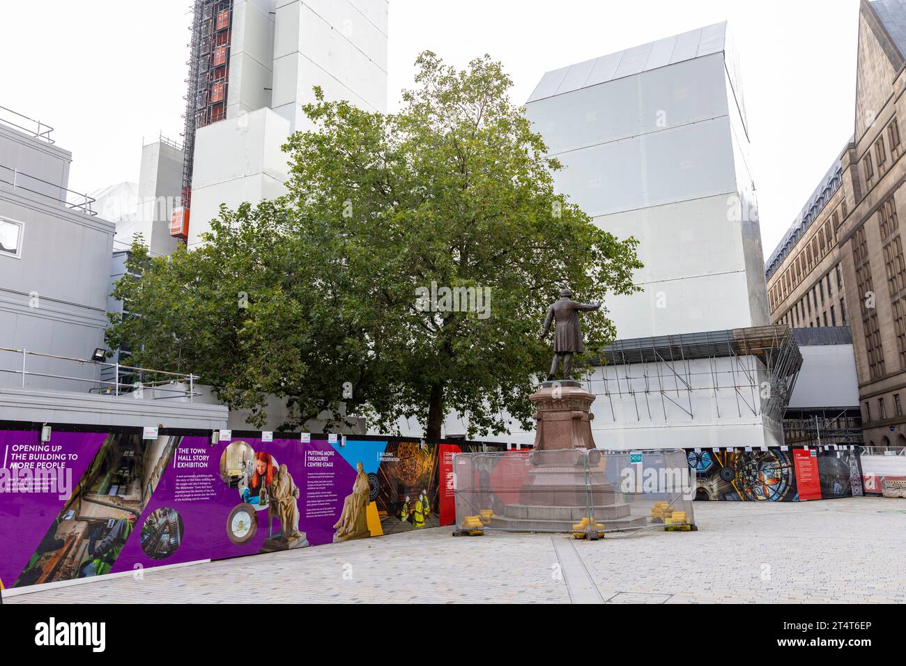 Manchester city centre and hoarding in Albert Square around Manchester ...