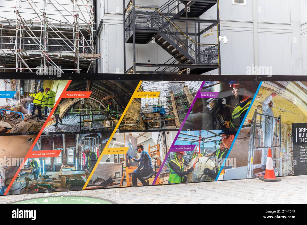 Manchester city centre and hoarding in Albert Square around Manchester ...
