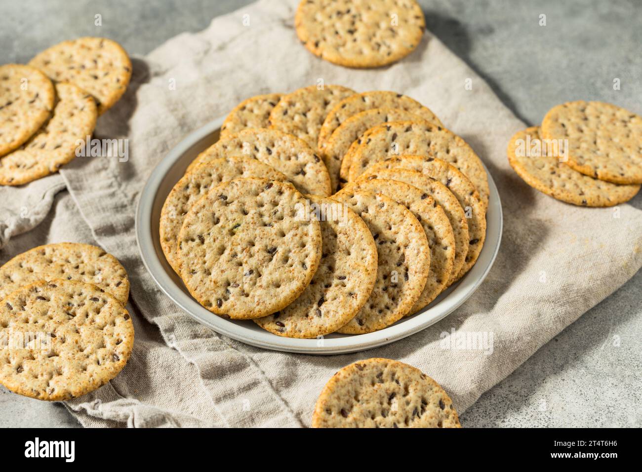 Homemade Whole Wheat Round Crackers Ready to Eat Stock Photo - Alamy