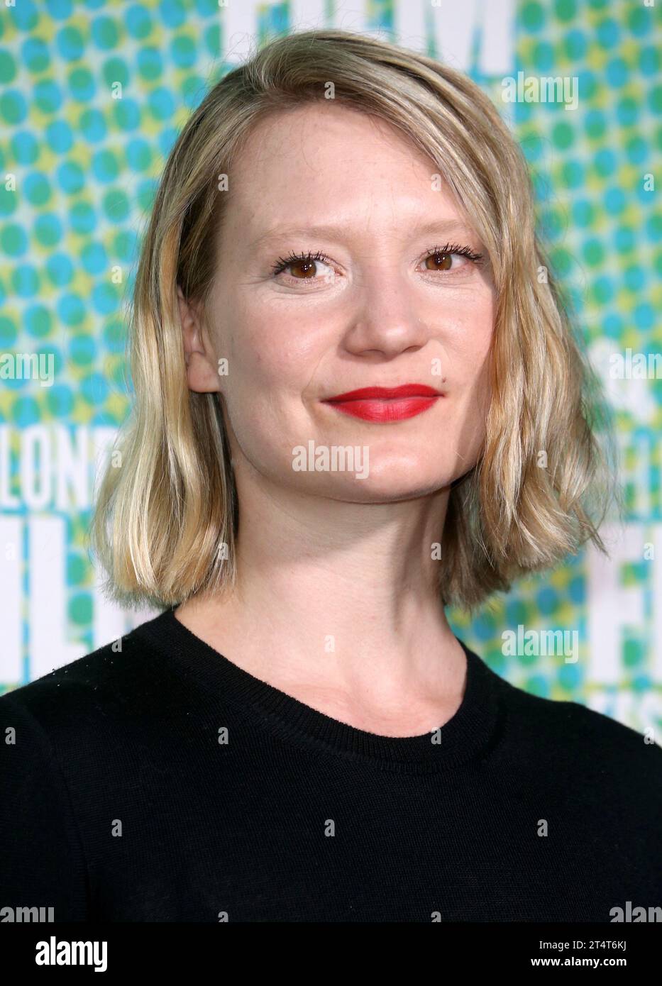 Mia Wasikowska attends the "Judy & Punch" Premiere during the 63rd BFI London Film Festival at ...