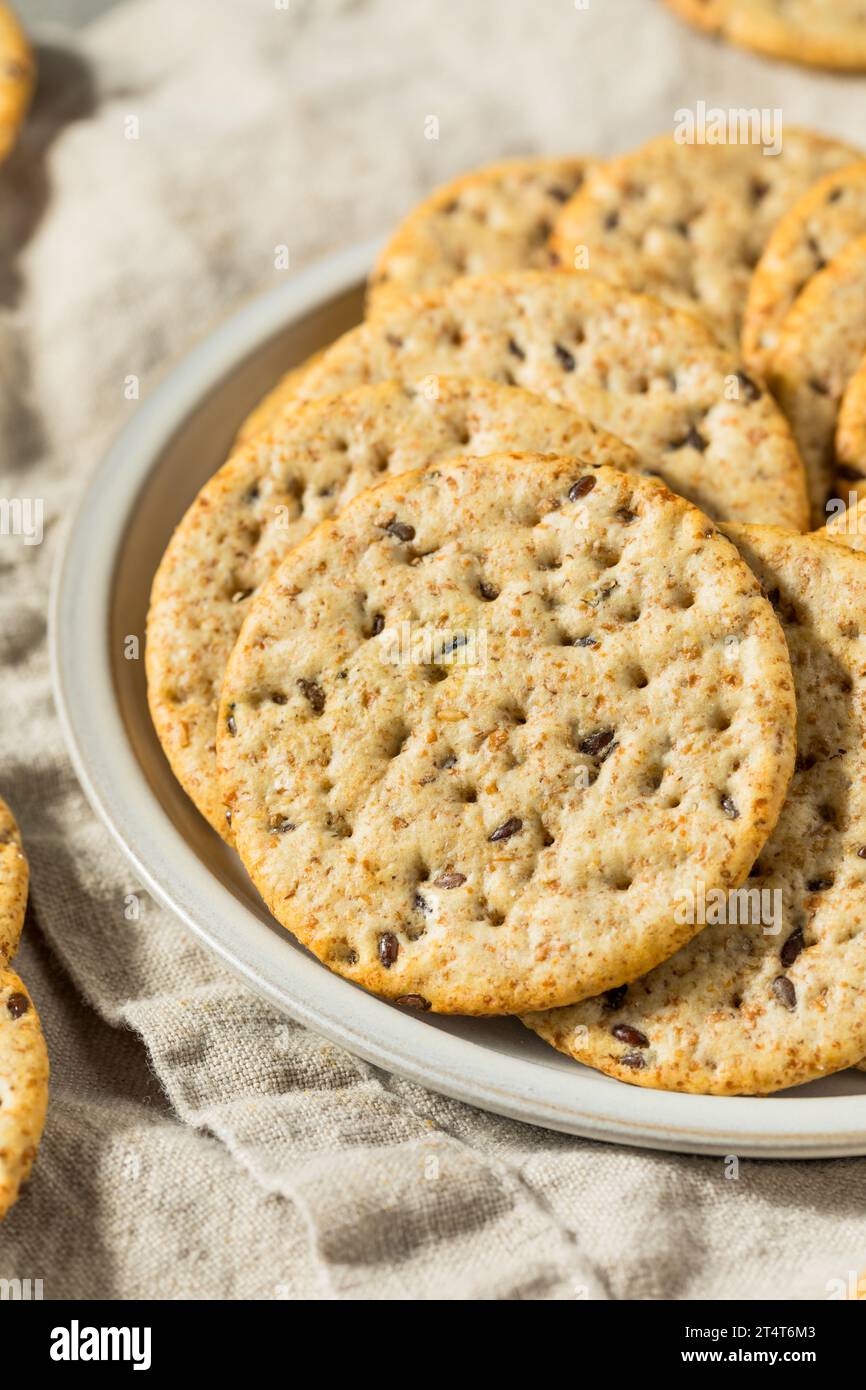Homemade Whole Wheat Round Crackers Ready to Eat Stock Photo - Alamy