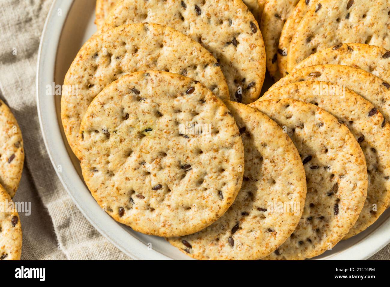 Homemade Whole Wheat Round Crackers Ready to Eat Stock Photo - Alamy