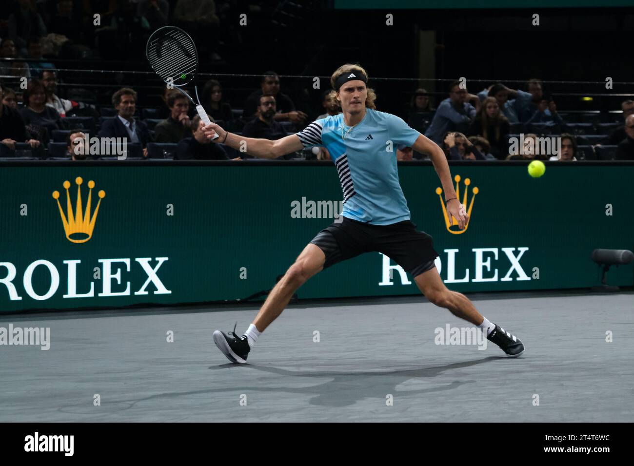 Paris, France. 1st Nov, 2023. German player ALEXANDER ZVEREV returns the ball to French player ...