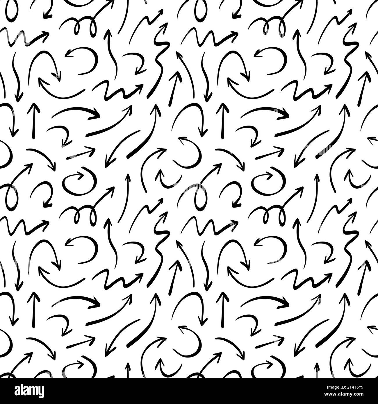 Hand drawn curved arrows seamless pattern. Doodle style. Texture of ...