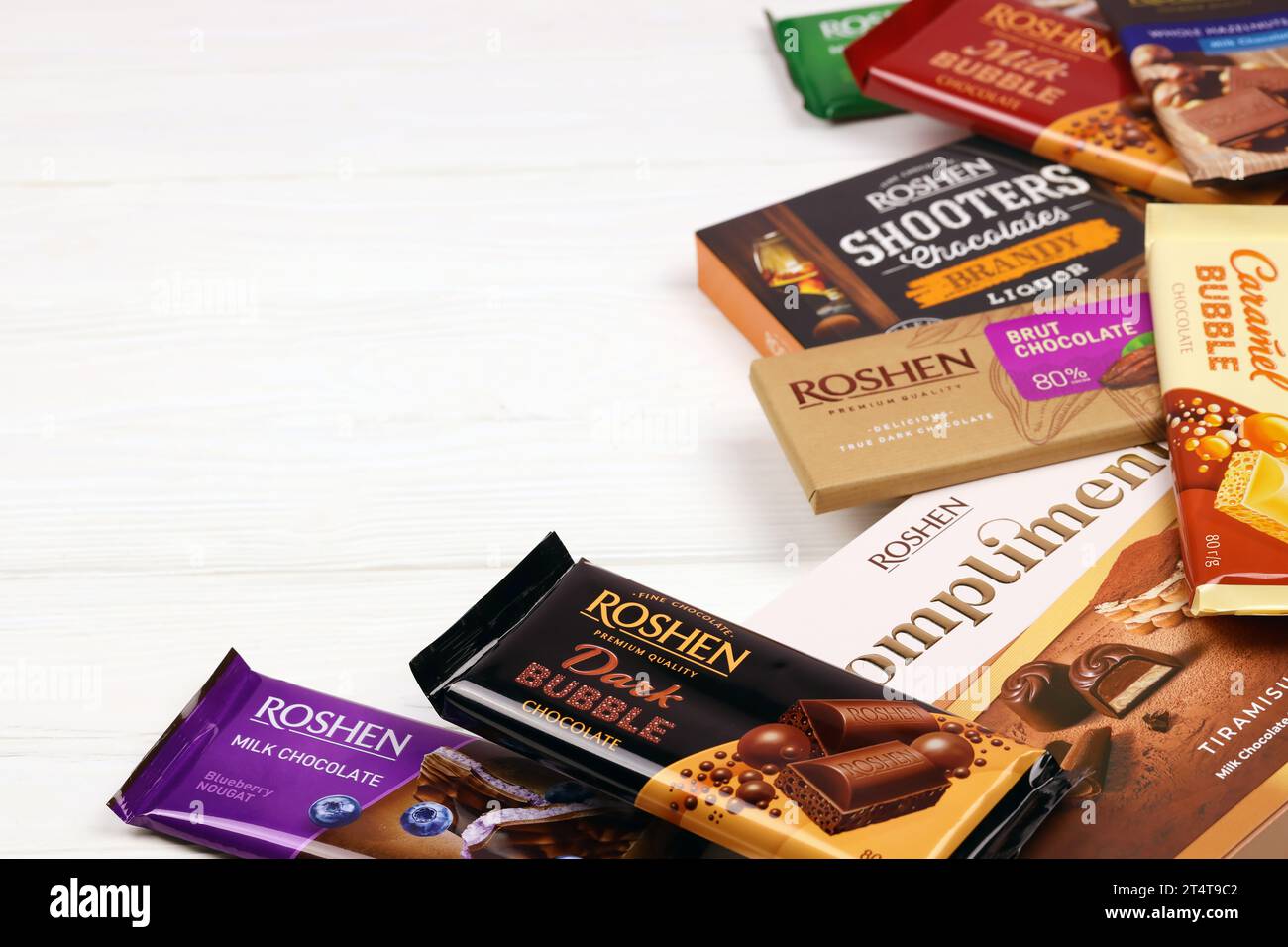KHARKIV, UKRAINE - JANUARY 2, 2021 Roshen chocolate production. Roshen ...