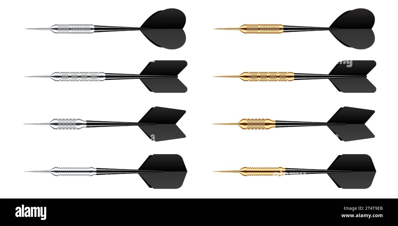 Black dart arrows with metal tip isolated on white background. Dart ...