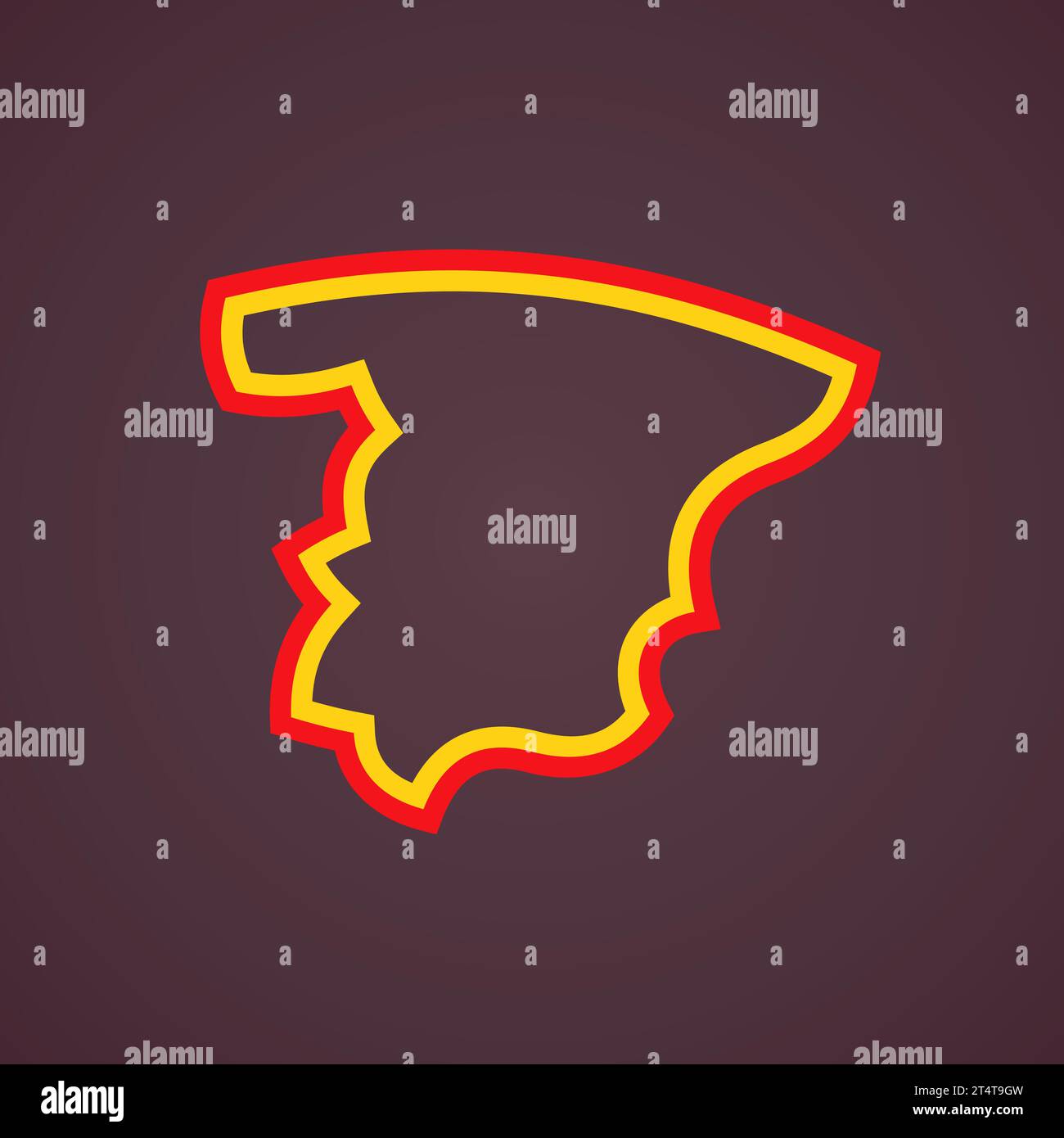 Simplified stylized outline map of Spain, colors from the flag Stock ...