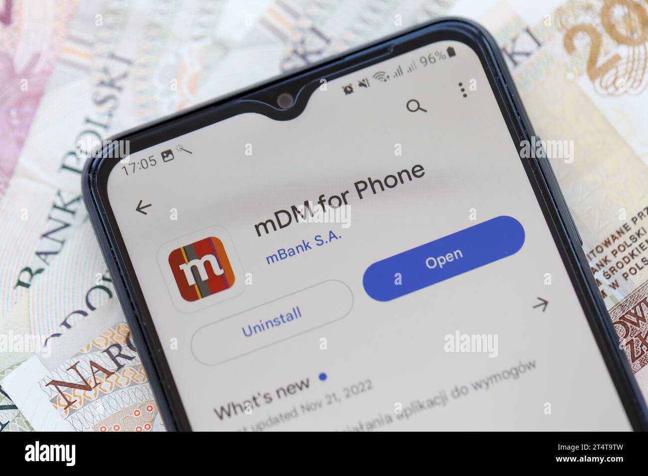 TERNOPIL, UKRAINE - AUGUST 3, 2023 mBank application on screen of ...