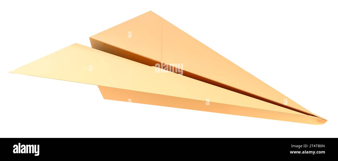 Golden Paper Plane, 3D rendering isolated on white background Stock ...