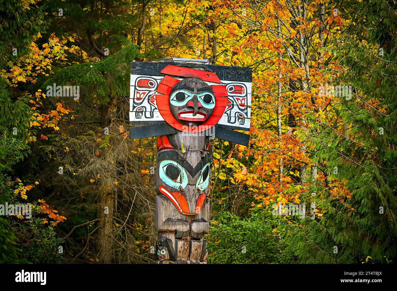 West Coast Native American totem pole, Brockton Point, Stanley Park ...