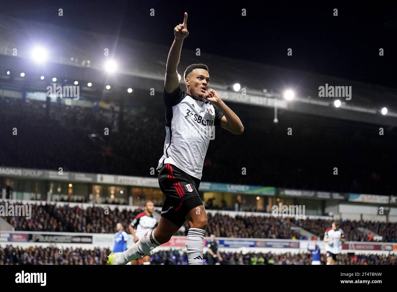 Fulham's Rodrigo Muniz celebrates after scoring their sides second goal ...