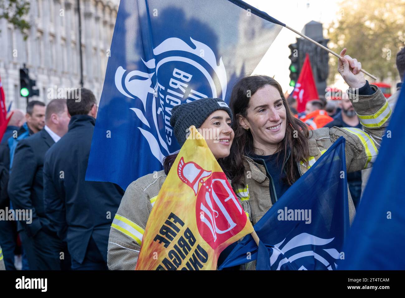 London, UK. 01st Nov, 2023. Fire Brigades Union protest where hundreds ...