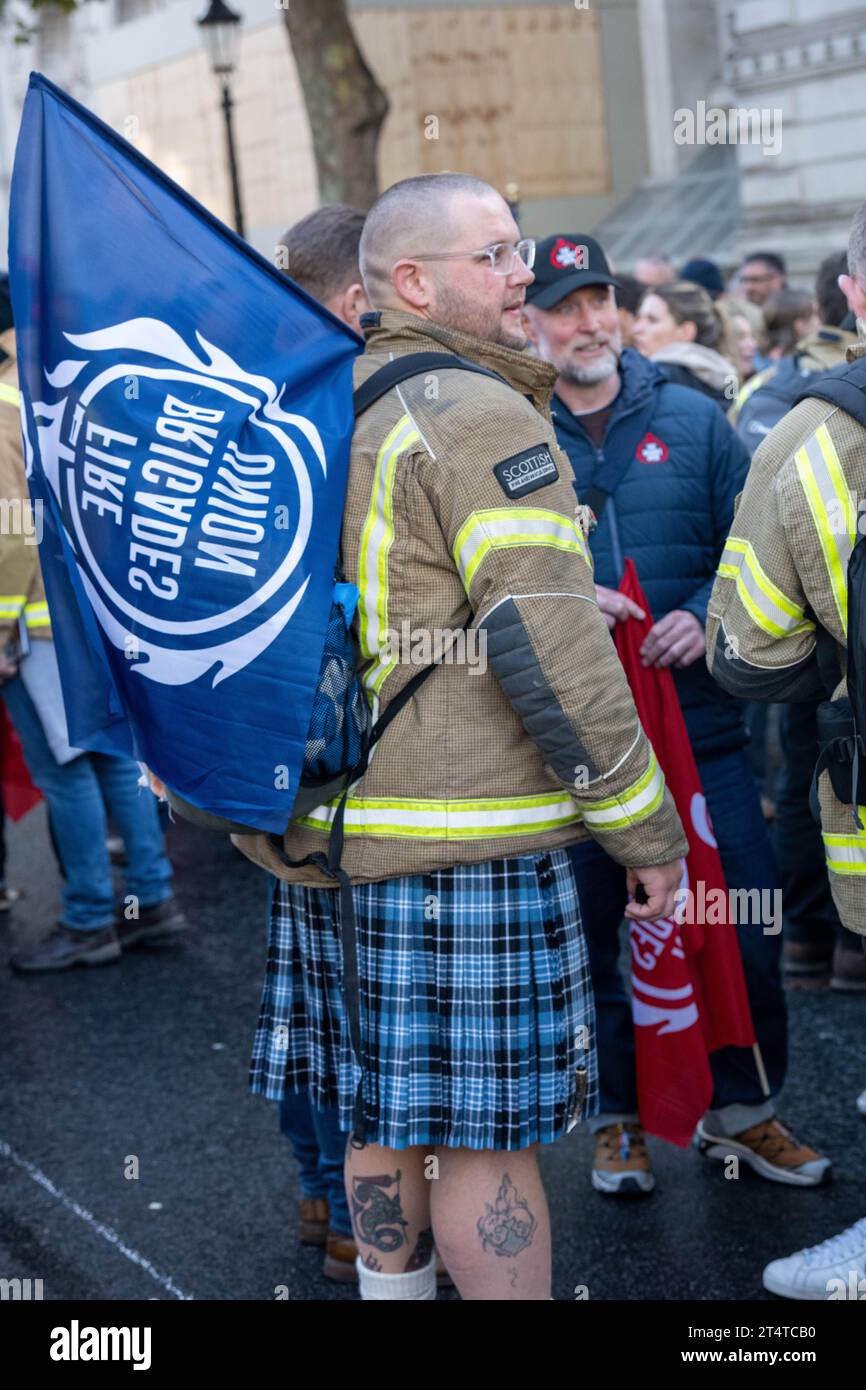 London, UK. 01st Nov, 2023. Fire Brigades Union protest where hundreds ...
