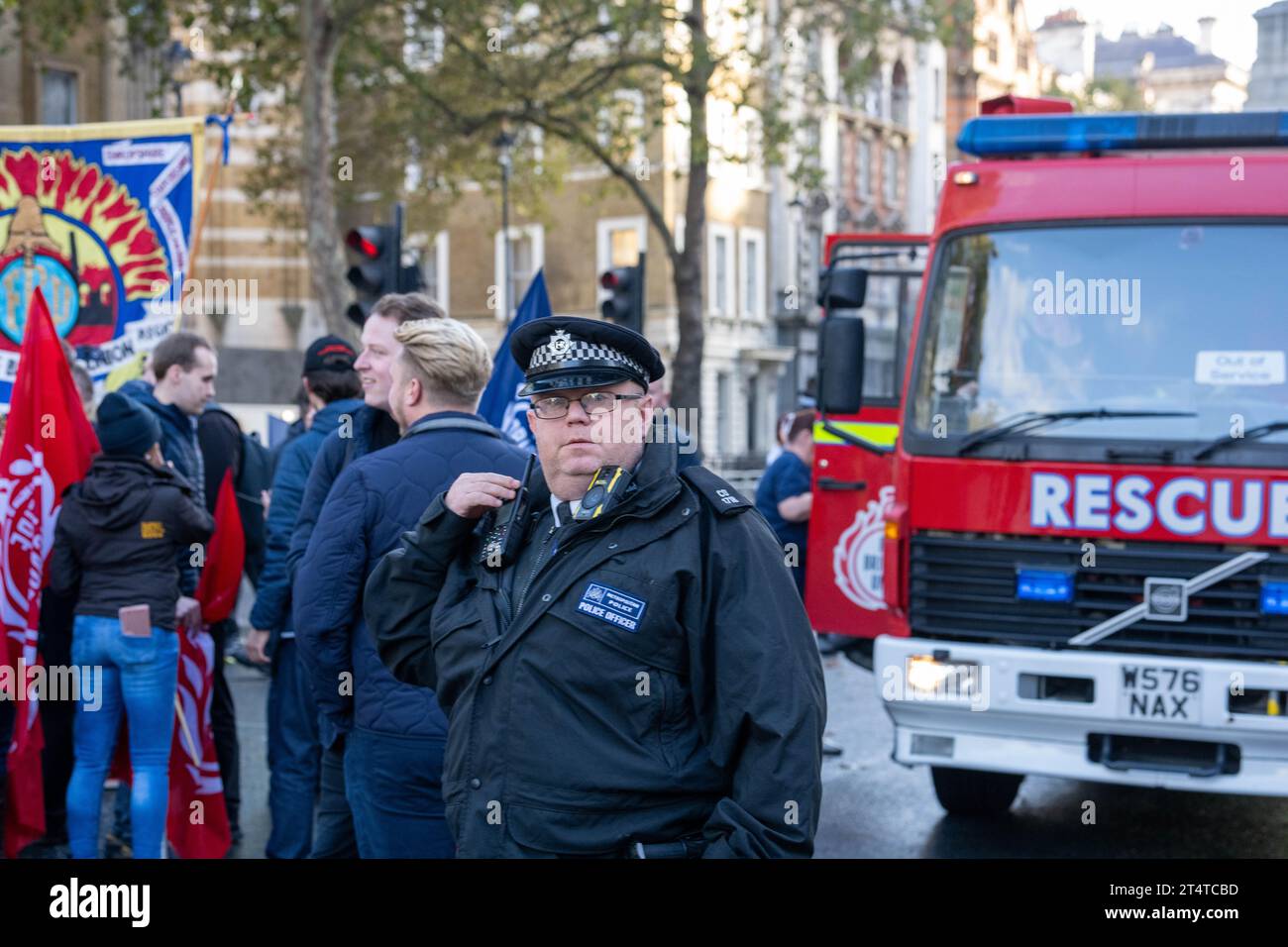 London, UK. 01st Nov, 2023. Fire Brigades Union protest where hundreds ...