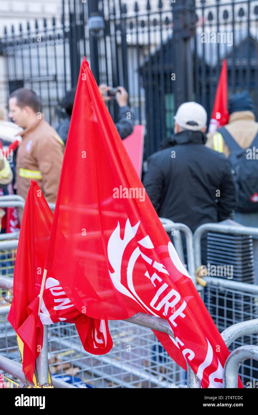 London, UK. 01st Nov, 2023. Fire Brigades Union protest where hundreds ...