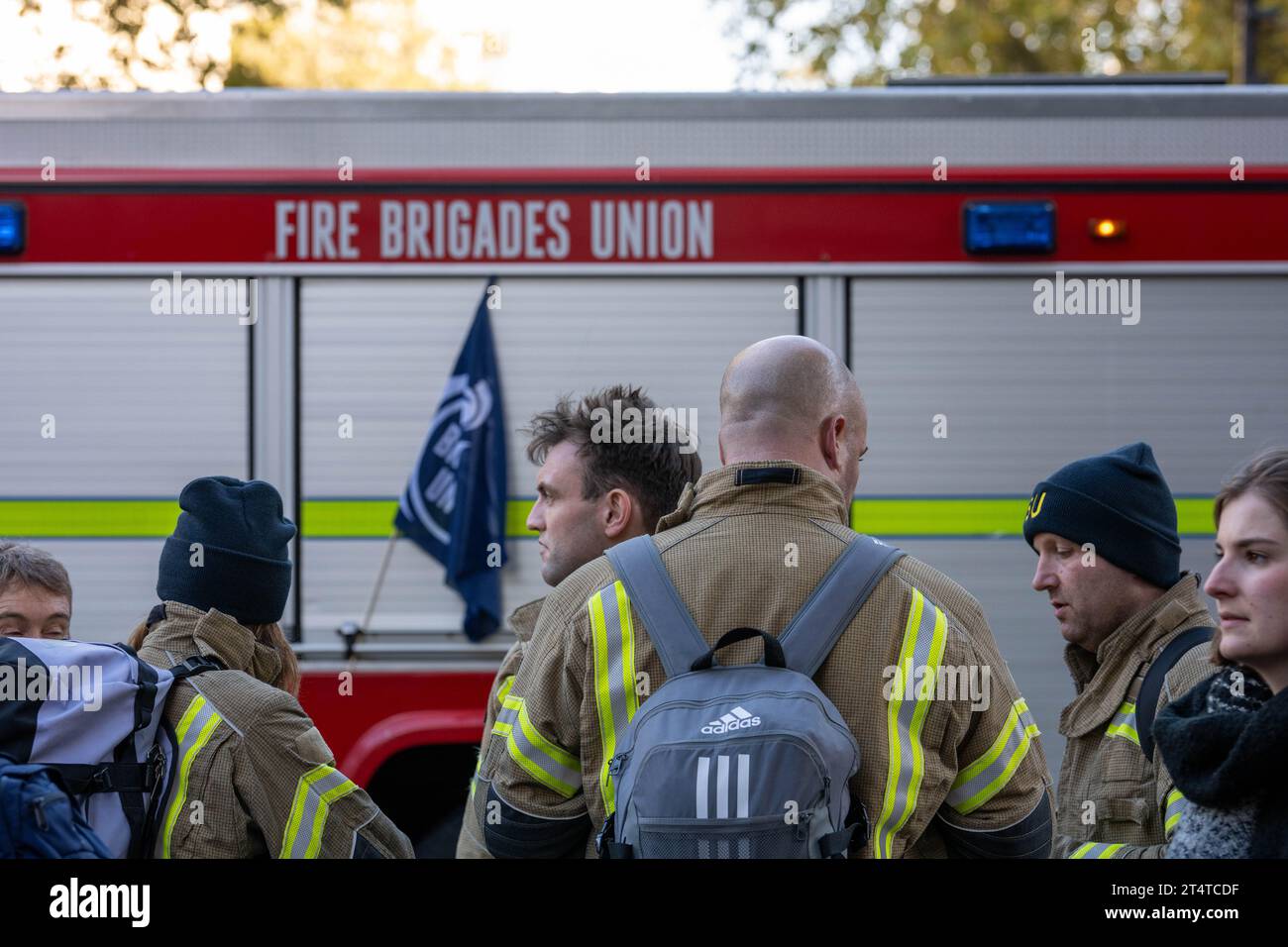 London, UK. 01st Nov, 2023. Fire Brigades Union protest where hundreds ...