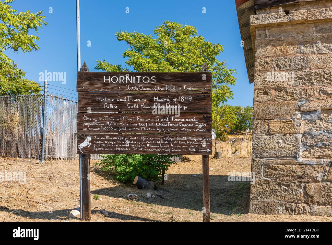 Sign at historic Hornitos Jail circa 1849, Hornitos, California. The ...