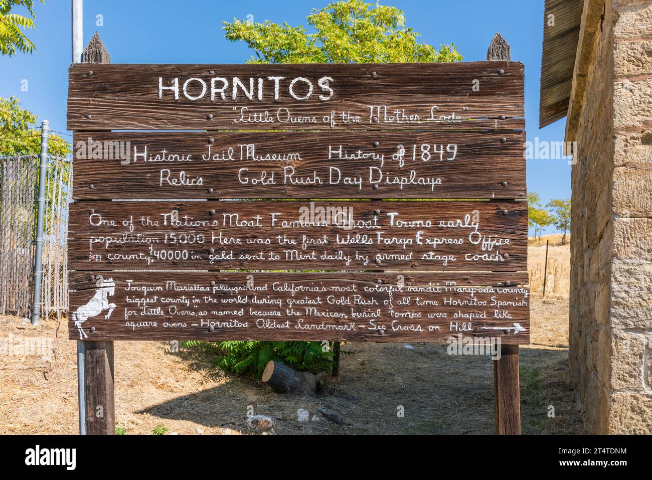Sign at historic Hornitos Jail circa 1849, Hornitos, California. The ...