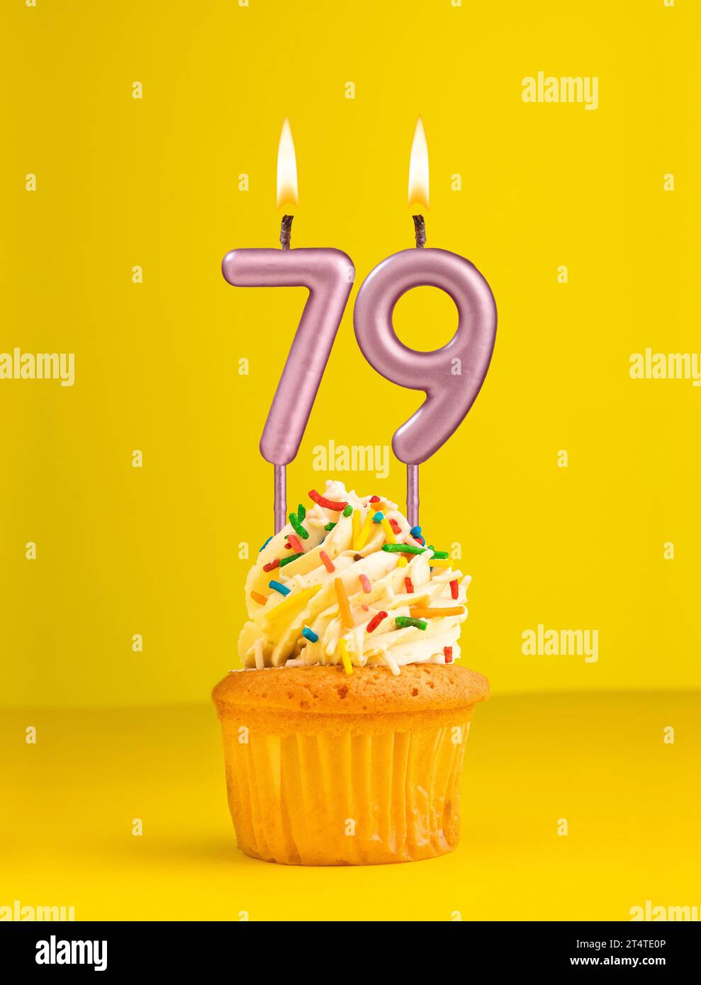 Birthday candle number 79 - Invitation card with yellow background ...