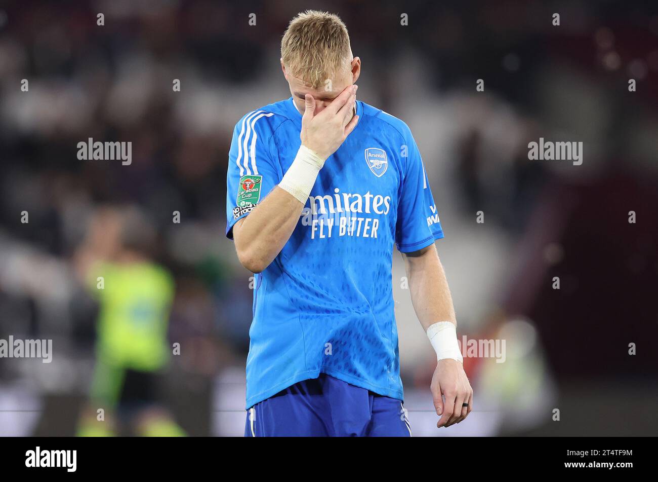 London, UK. 1st Nov, 2023. Aaron Ramsdale of Arsenal reacts after the ...