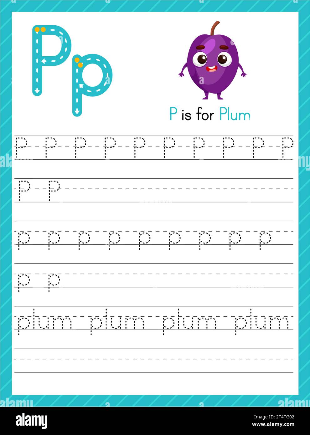 Trace letter P uppercase and lowercase. Alphabet tracing practice ...