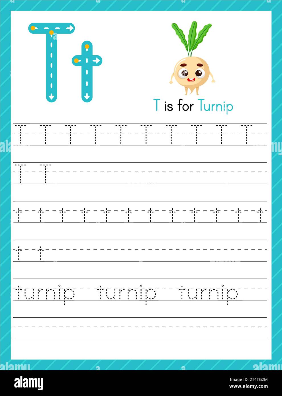 Trace letter T uppercase and lowercase. Alphabet tracing practice preschool worksheet for kids ...