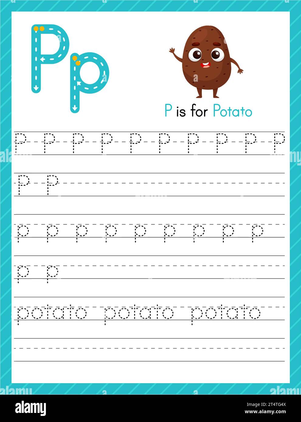 Trace letter P uppercase and lowercase. Alphabet tracing practice ...