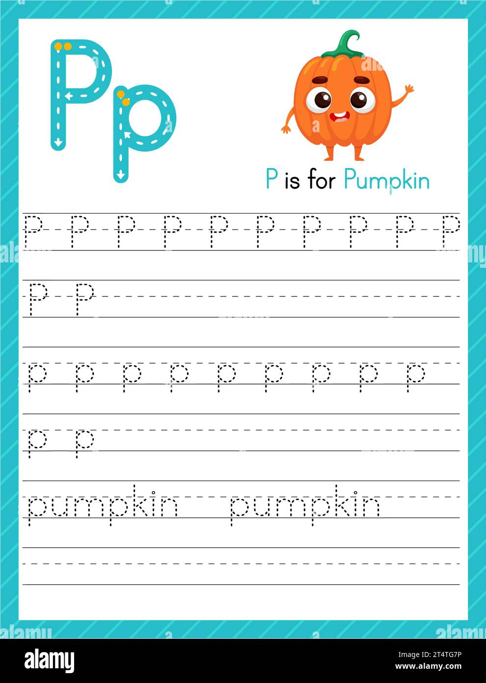Trace letter P uppercase and lowercase. Alphabet tracing practice ...